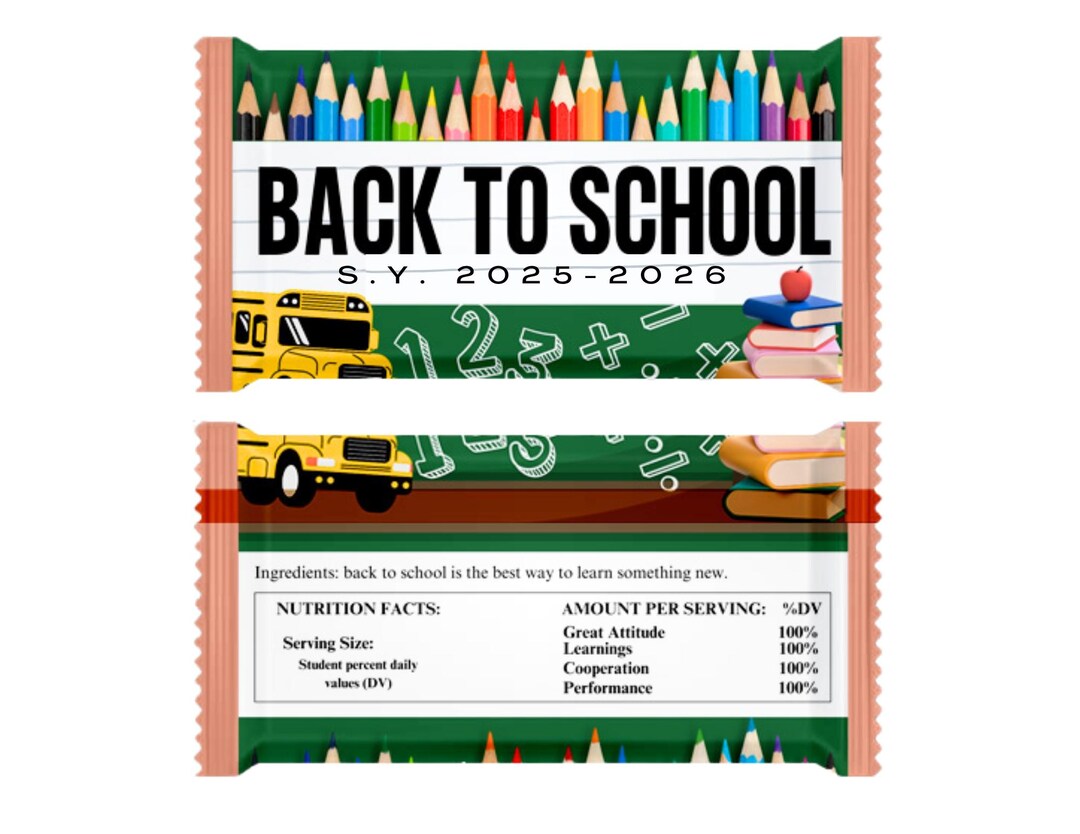 Back to School Chocolate Bar Wrapper – Digital Download - Etsy