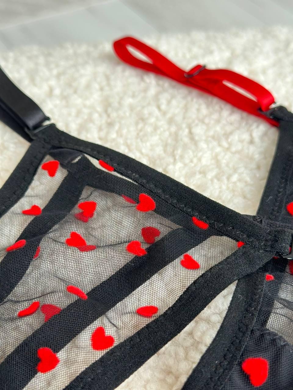 Sheer Mesh Heart Thong – Valentine's Lingerie | Sexy Red Heart G-string ...