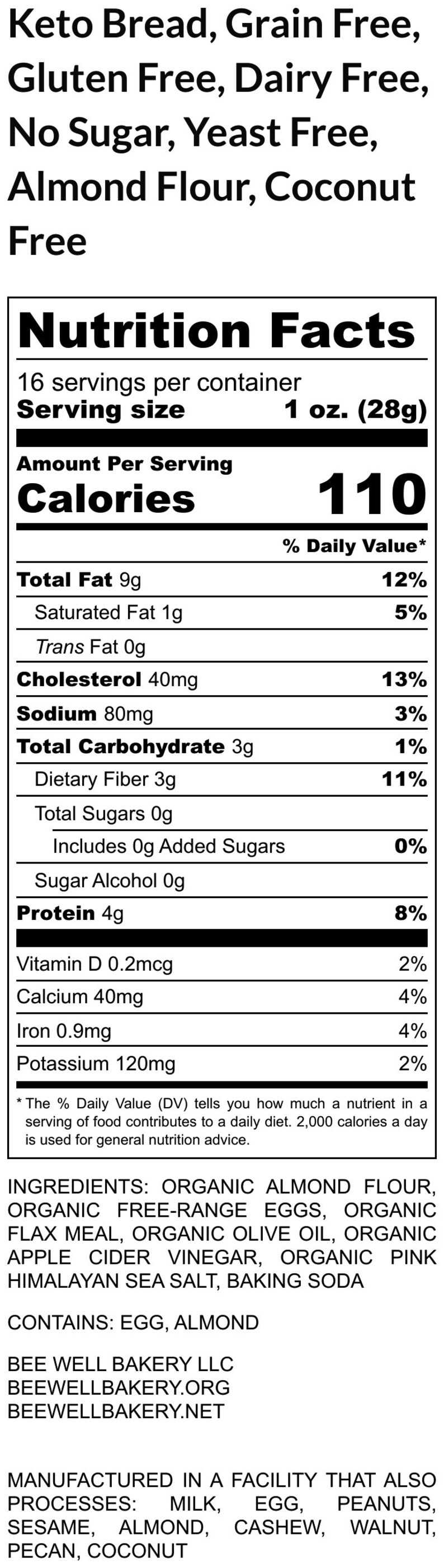 Keto Bread, Gluten Free, Dairy Free, Grain Free, Low Carb, High Fiber ...