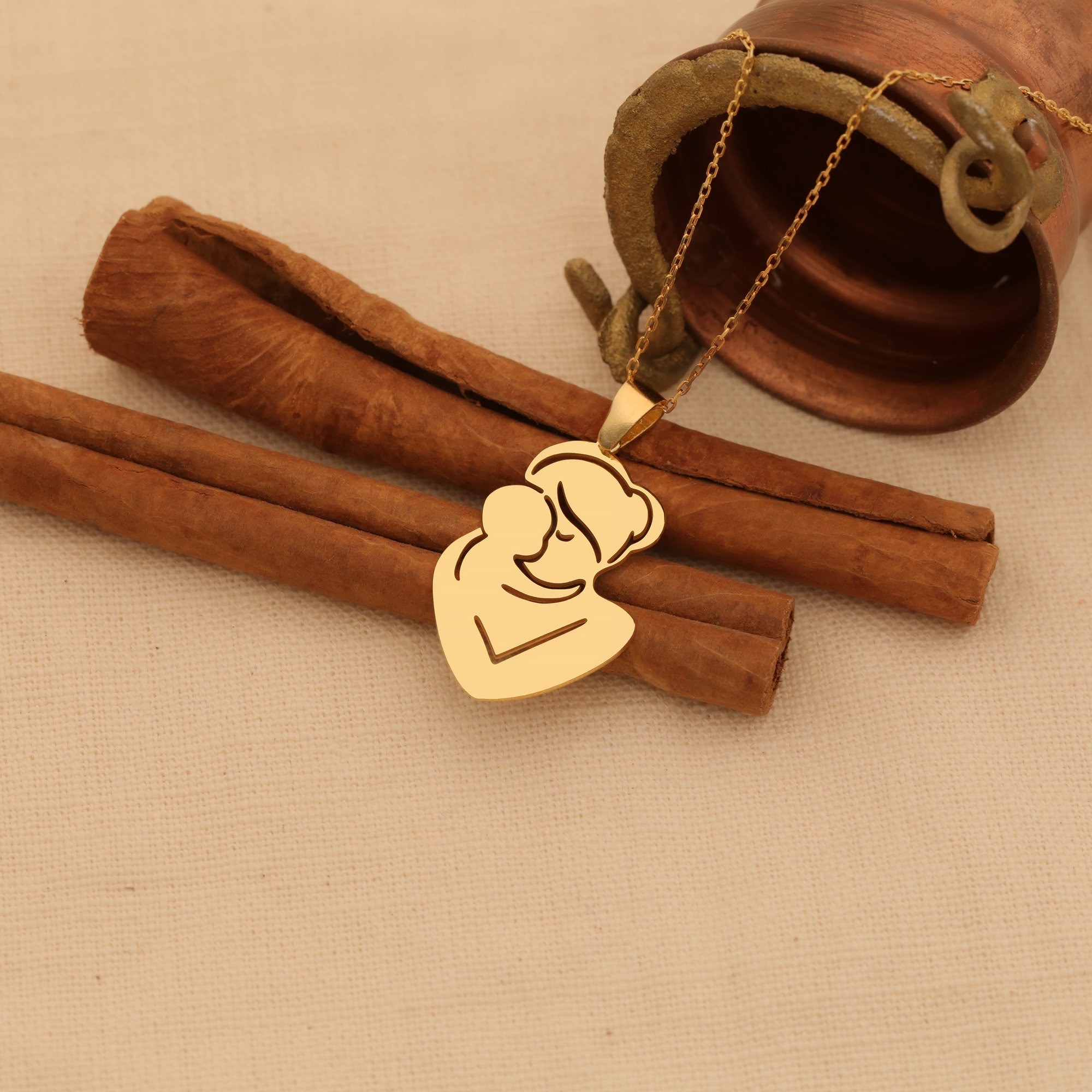 Elegant Mother and Baby Necklace, 14K Gold Plated Jewelry, Perfect Gift ...