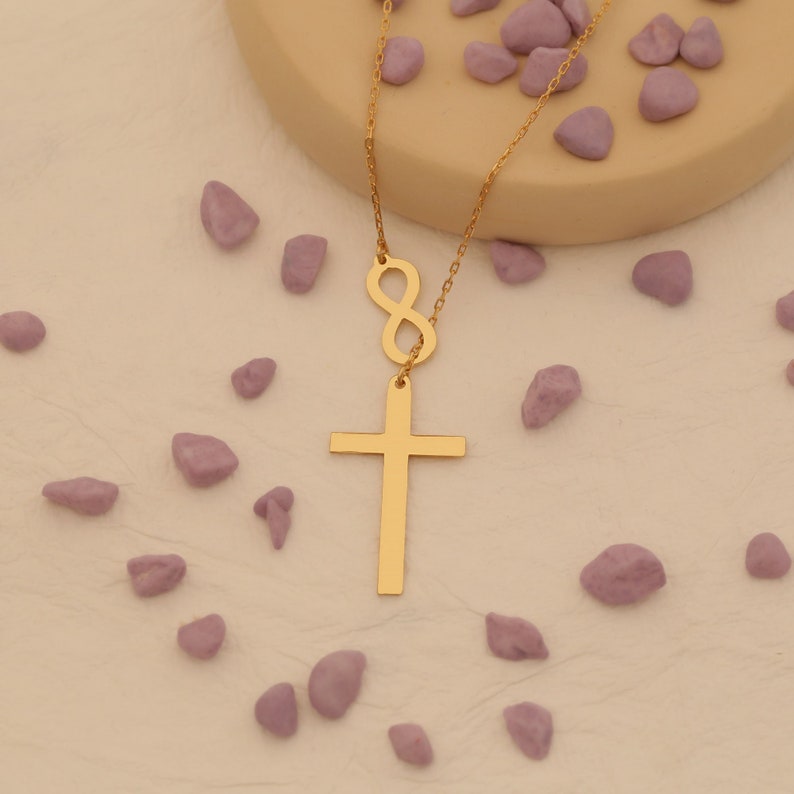 Elegant Gold Plated Cross Necklace With Infinity Symbol, Inspirational ...