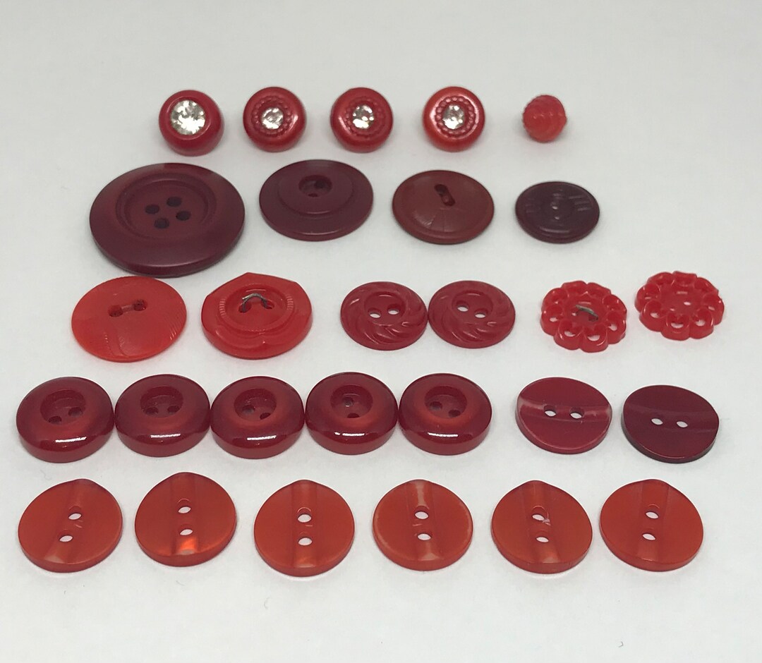 Vintage Red Plastic Button Assortment (28 Buttons) - Etsy