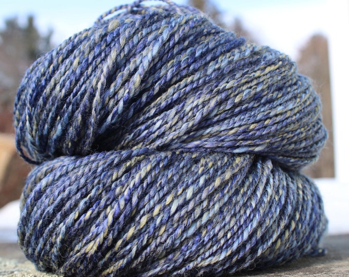 Starry Night, Hand Spun, Handspun, Yarn, Worsted, Blue, Yellow, Merino ...