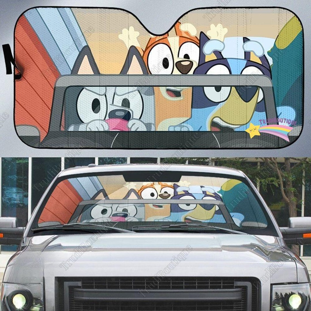 Bluey Auto Sunshade, Bluey and Bingo Car Sunshade, Bluey and Muffin Car ...