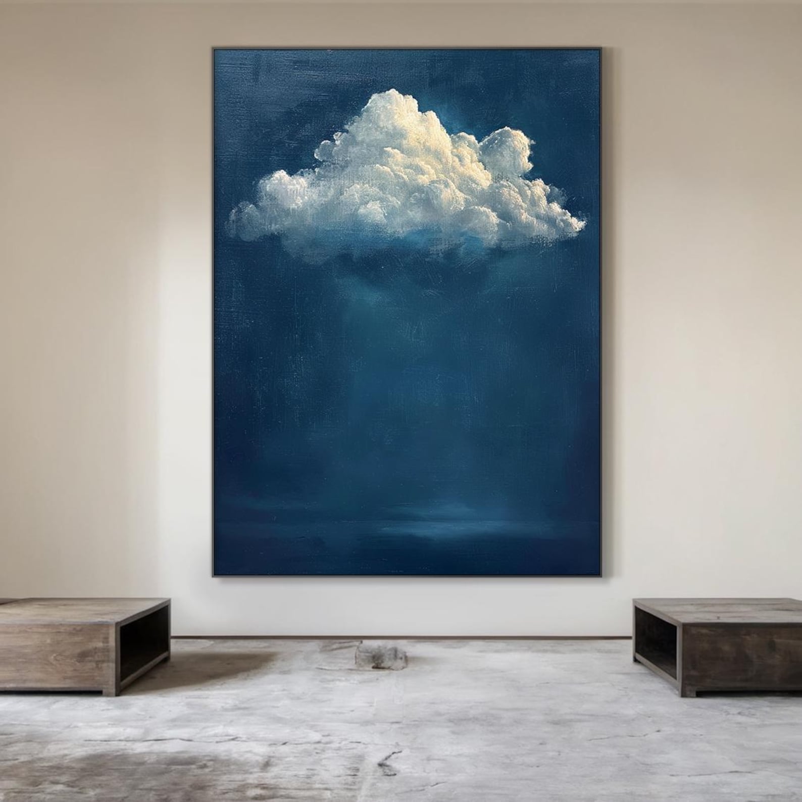 White Cloud Wall Art Large Blue Cloudy Painting Original Cloud Oil ...