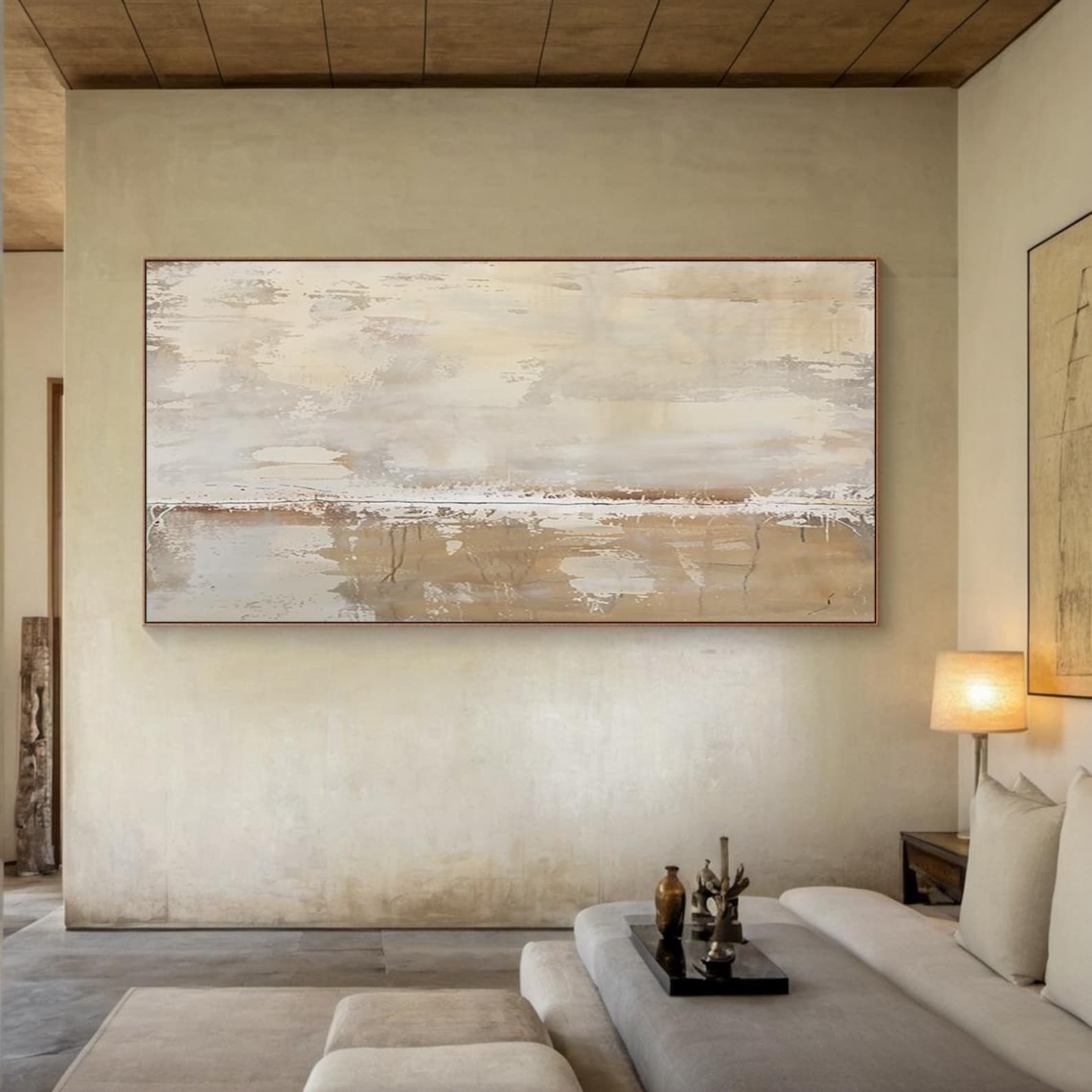 Minimalist Beige Textured Painting on Canvas ,wabi Sabi Wall Art, Beige ...