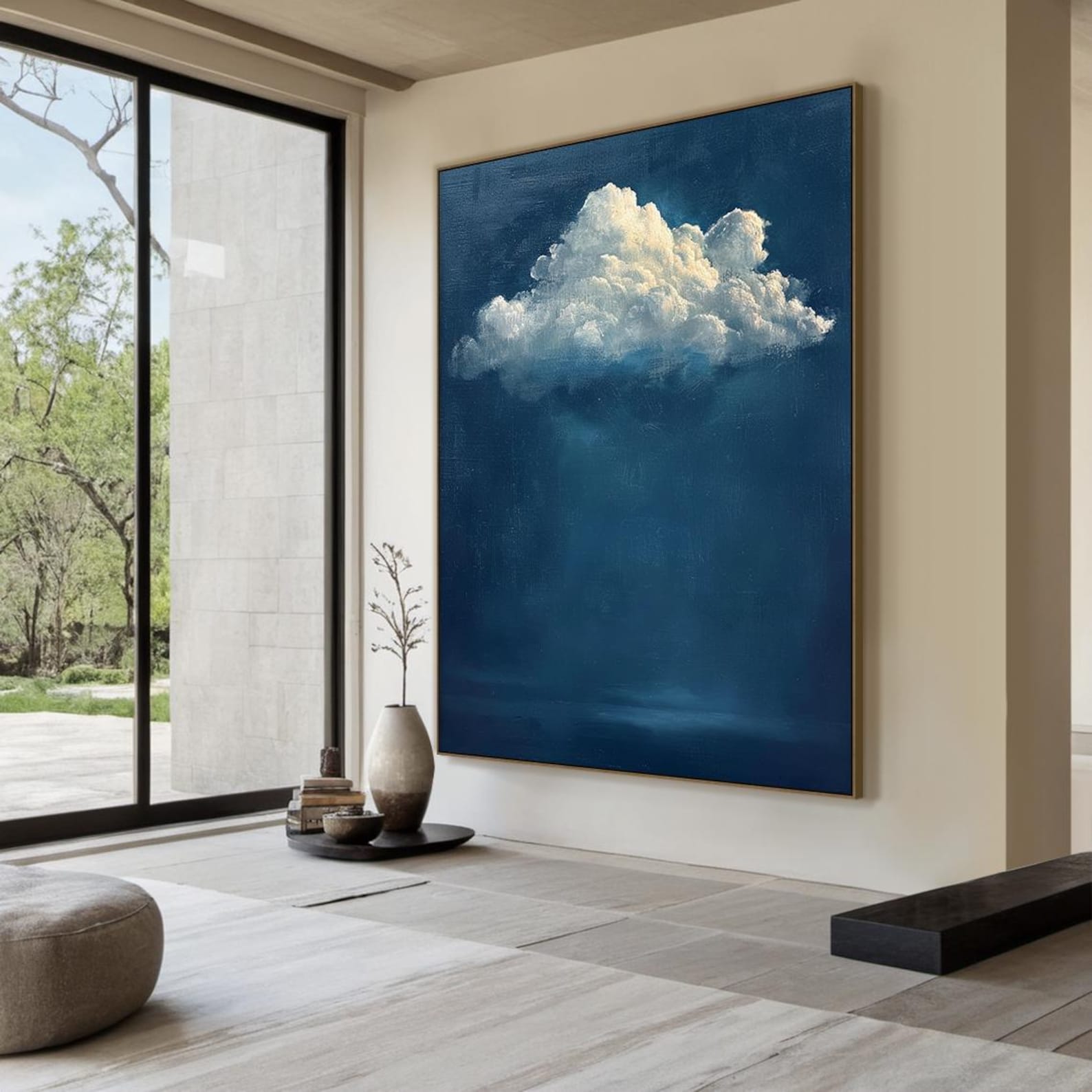 White Cloud Wall Art Large Blue Cloudy Painting Original Cloud Oil ...
