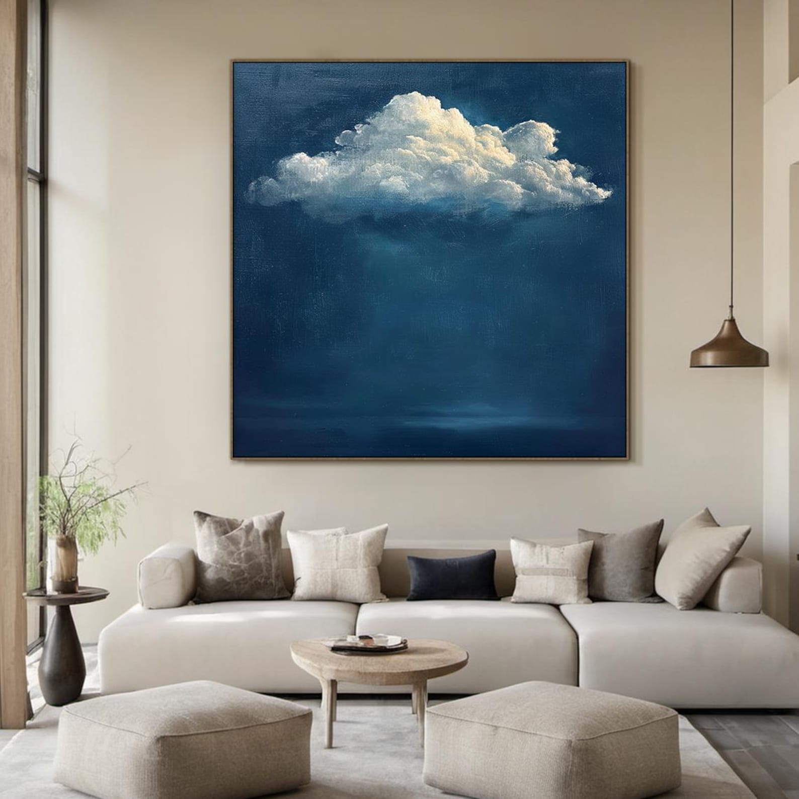 White Cloud Wall Art Large Blue Cloudy Painting Original Cloud Oil ...