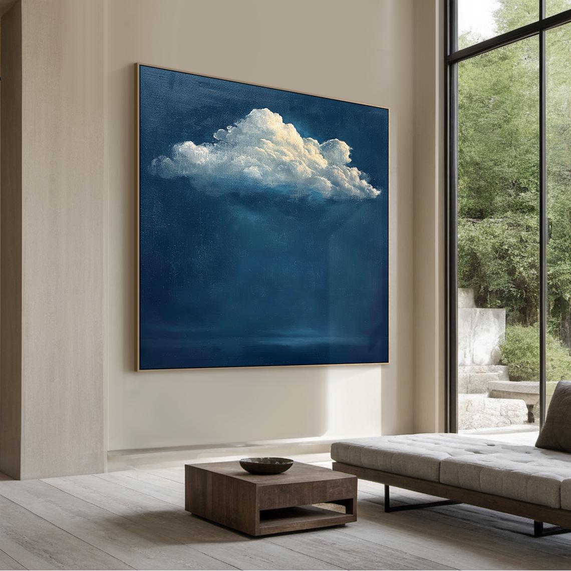 White Cloud Wall Art Large Blue Cloudy Painting Original Cloud Oil ...