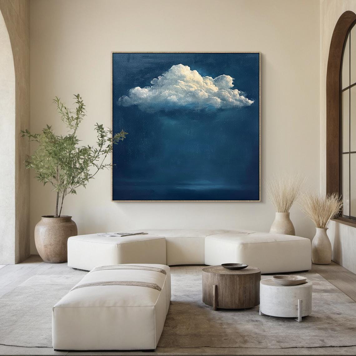 White Cloud Wall Art Large Blue Cloudy Painting Original Cloud Oil ...