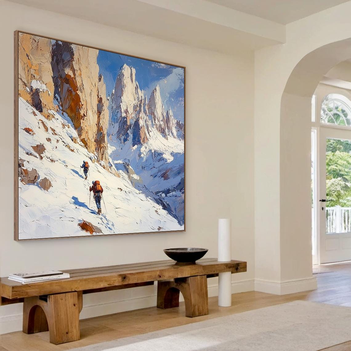Snow Mountain Climbing Oil Painting, Adventure Landscape Art , Palette ...