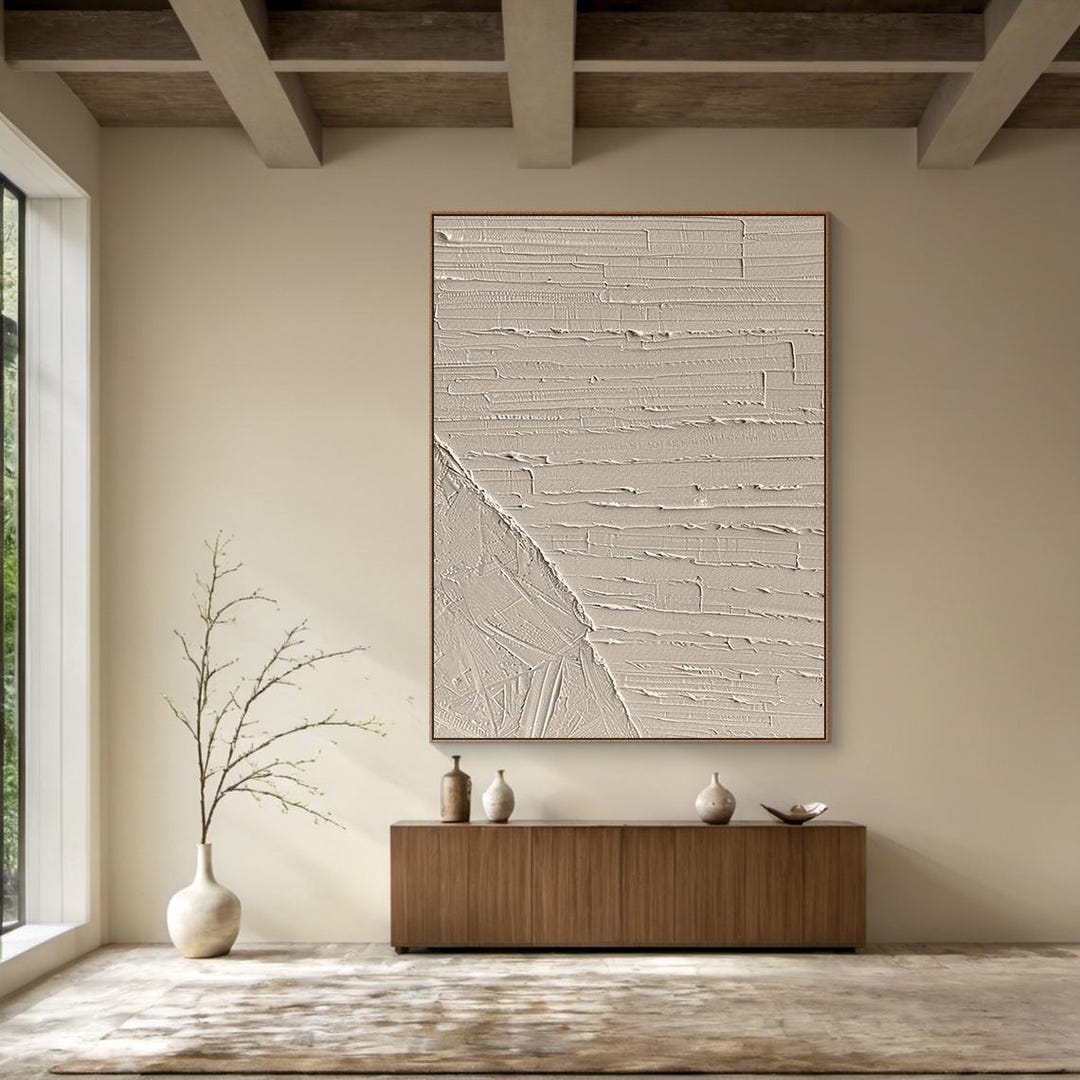 Beige Texture Wall Art Beige Modern Painting Neutral Rustic Painting ...