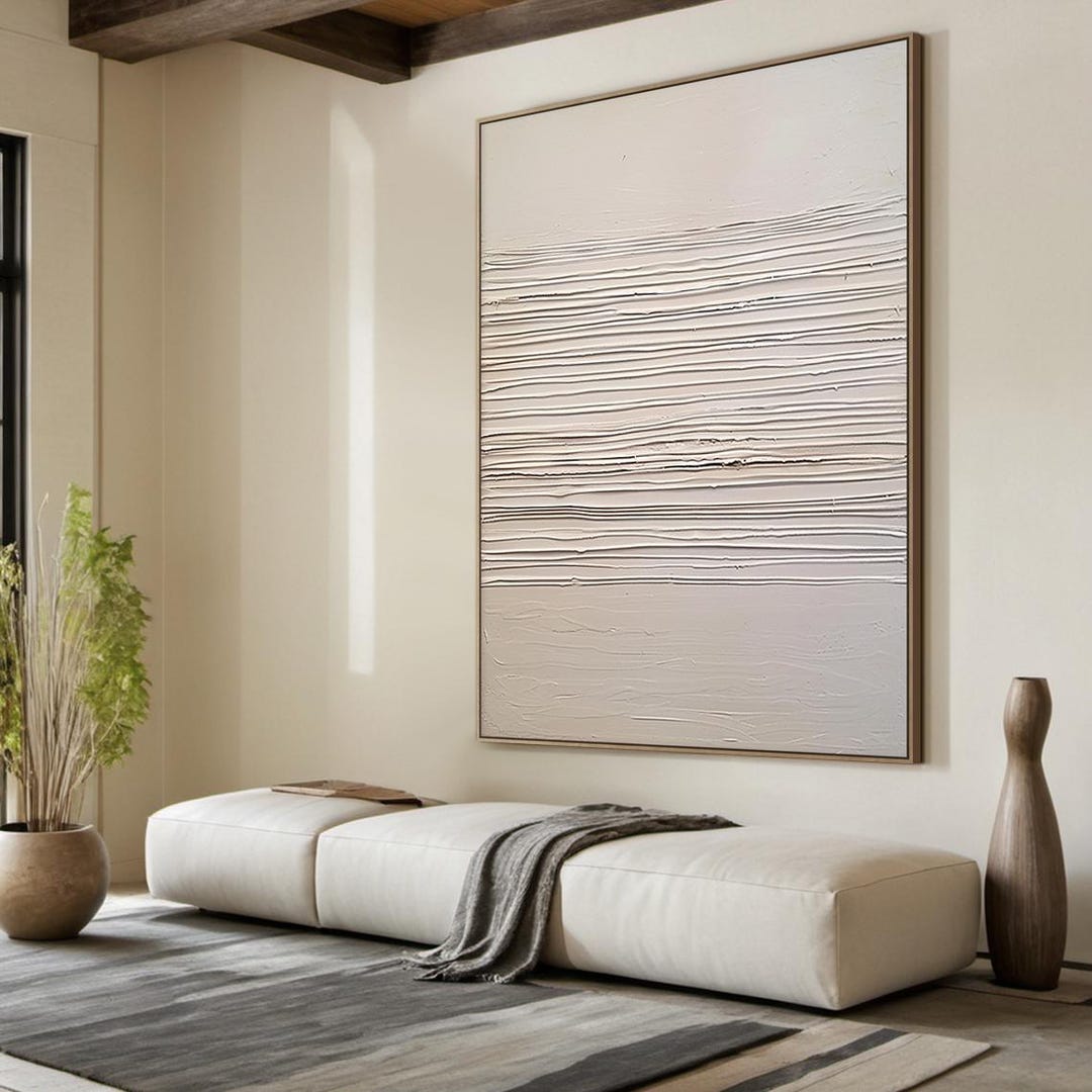 Beige 3D Texture Wall Art Beige Minimalist Painting Neutral Rustic ...