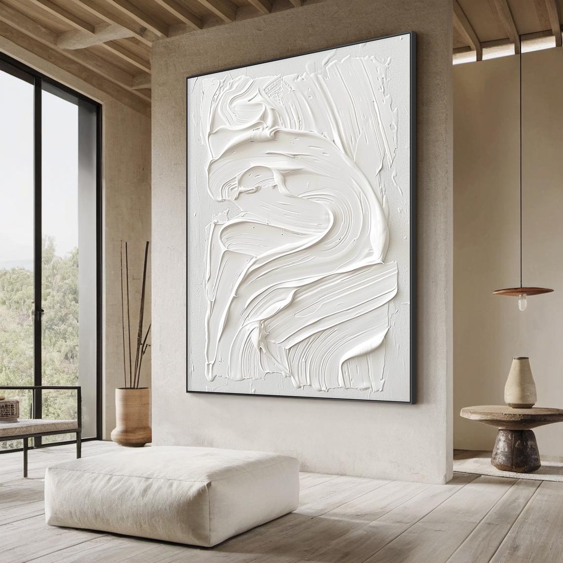 White Texture Wall Art Pure White Minimalist Painting Wabi Sabi Wall ...