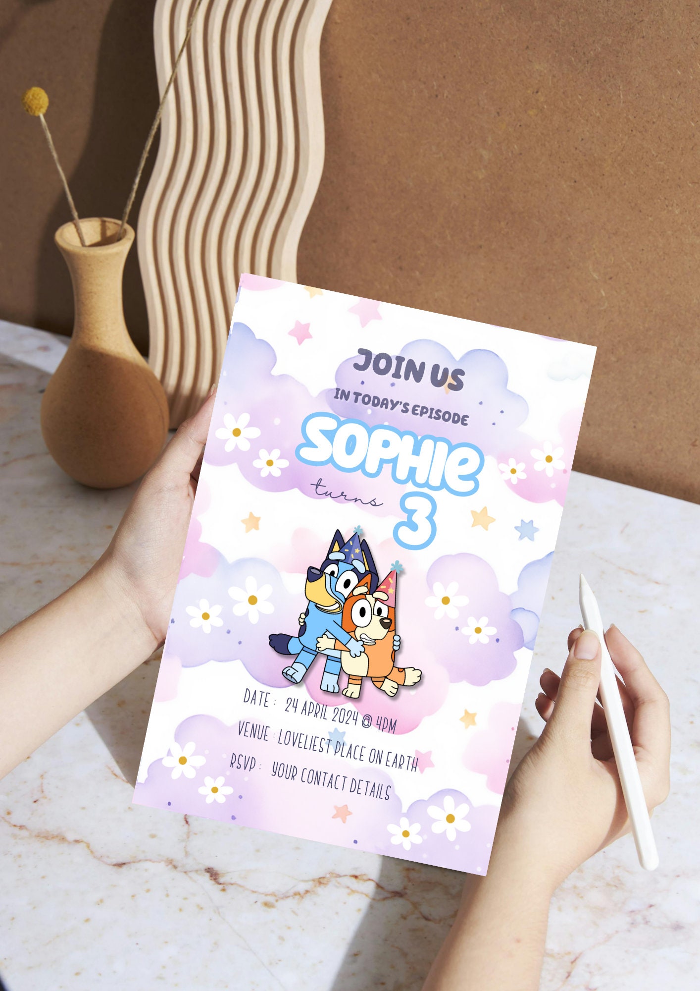 Bluey Birthday Invitation Card Template, Digital Electronic Download - Etsy