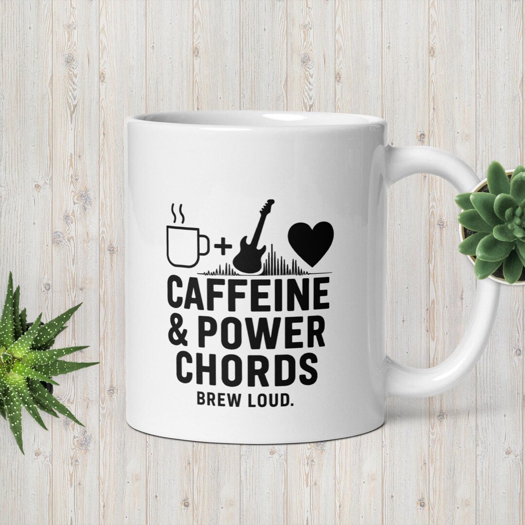 Caffeine & Power Chords Mug | Coffee Lover Gift for Musicians | Rock ...