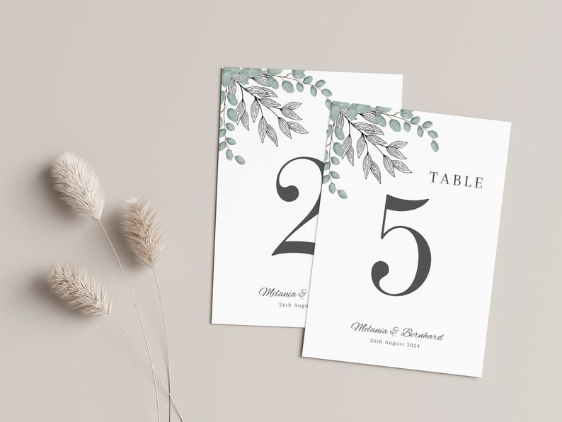 Wedding Table Numbers Printable Printable Table Number Greenery Wedding ...