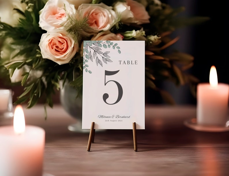 Wedding Table Numbers Printable Printable Table Number Greenery Wedding ...