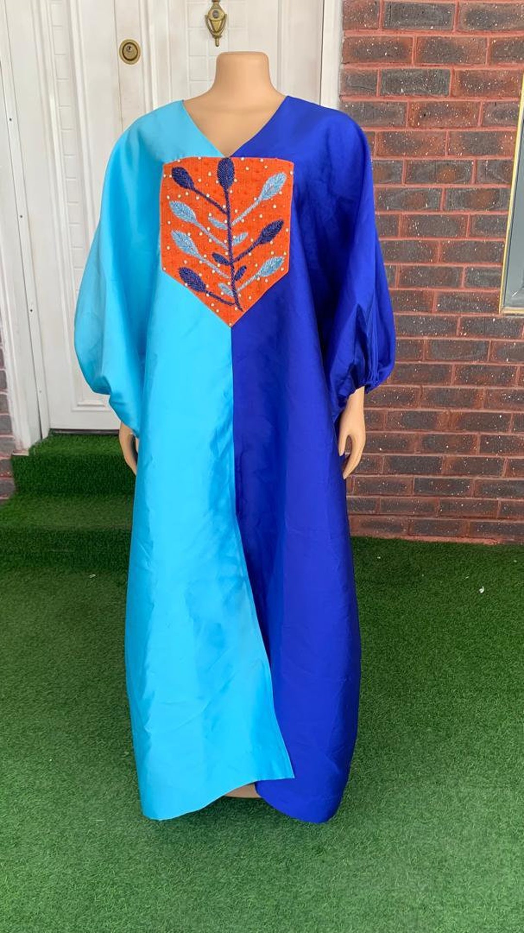 African Bubu Gown With Beaded Asoke Neckline - Etsy