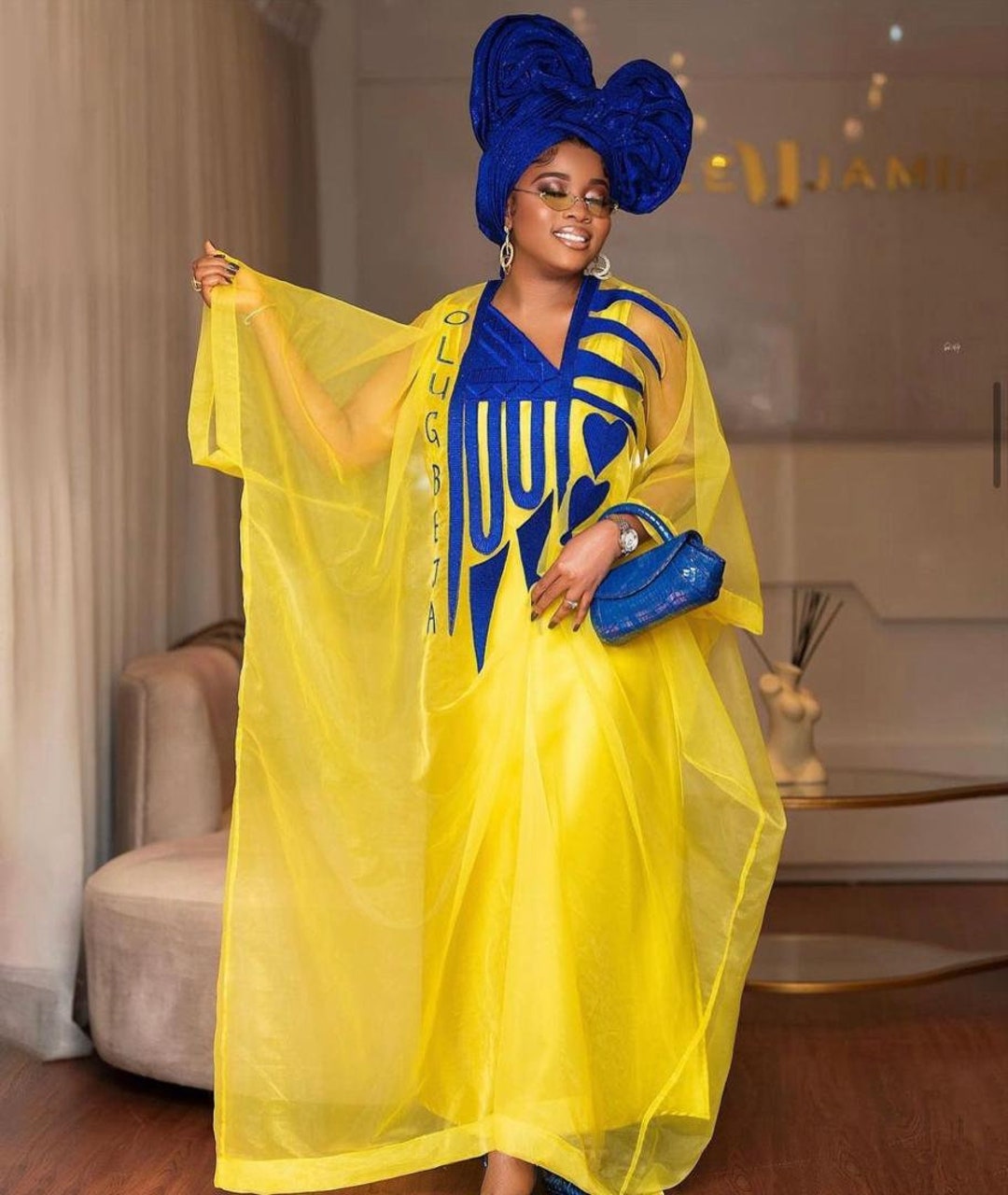 Rich Aunty Luxury Bubu Gown With Auto Gele, Organdy Bubu Dress With ...