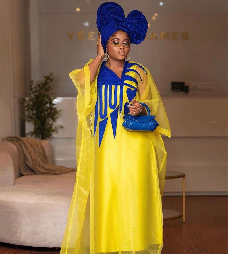 Rich Aunty Luxury Bubu Gown With Auto Gele, Organdy Bubu Dress With ...