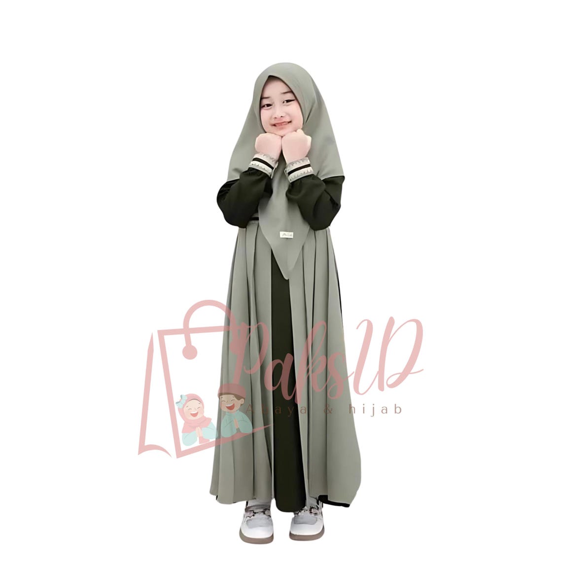 Crinkle Airflow Children Clothes, Muslim Clothing for Girls Hijab Suits ...