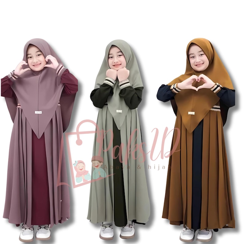 Crinkle Airflow Children Clothes, Muslim Clothing for Girls Hijab Suits ...