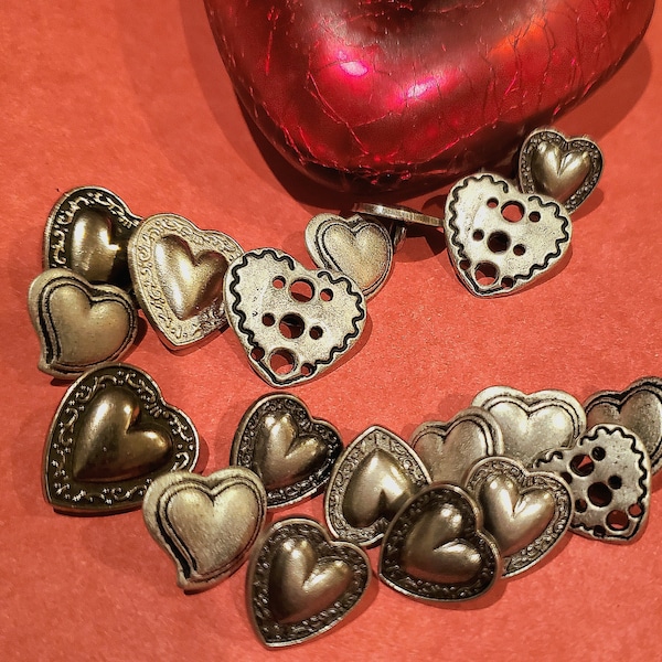 Metal Heart Buttons - Etsy
