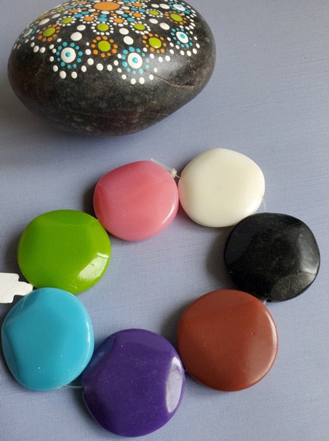 Resin Beads, 7 Faceted Coins, Assortment of Opaque & Transparent Colors ...