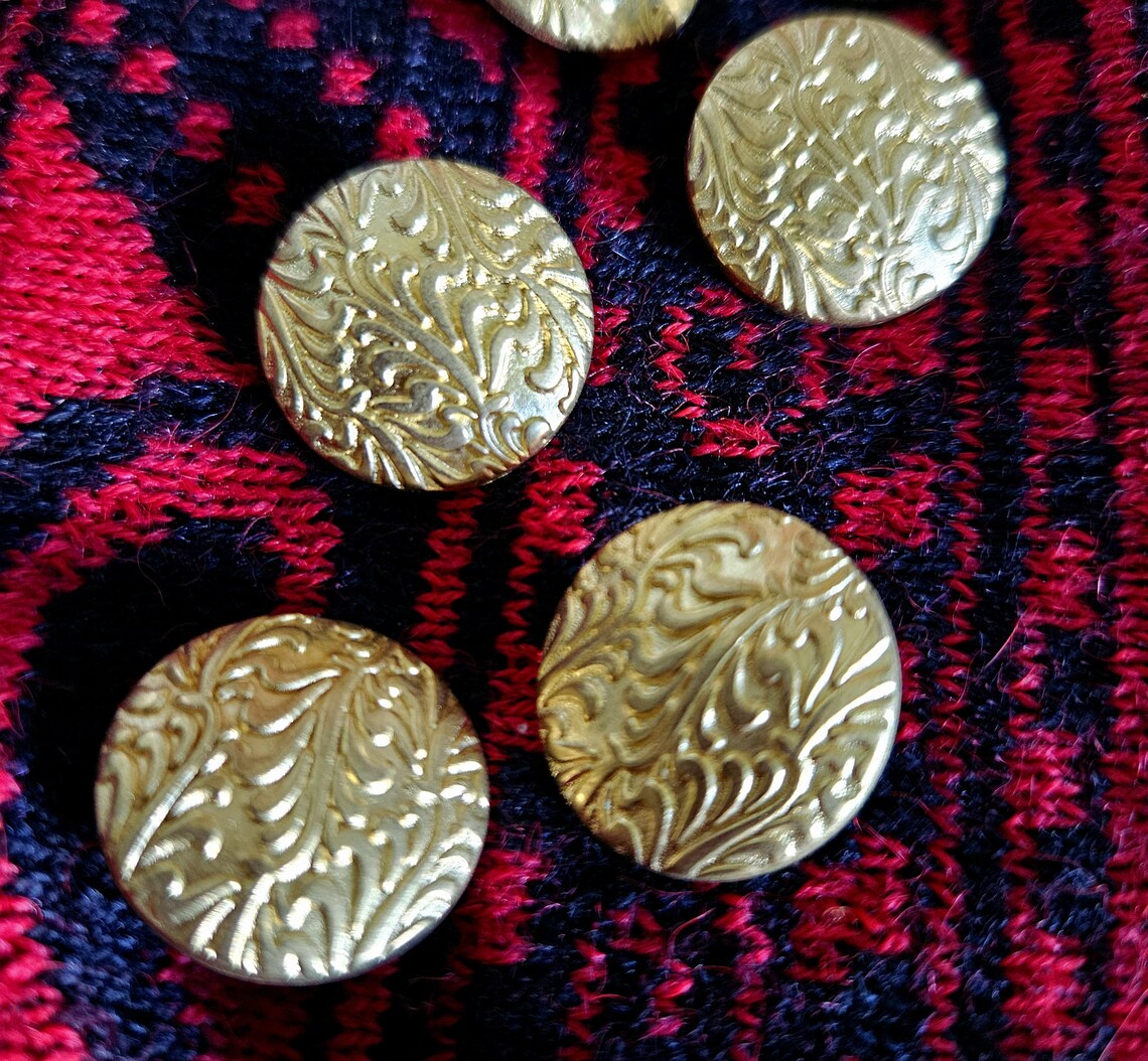 Vintage Gold Plated Jacket Buttons, Italian Metal Shank (7 Pcs, 15-22mm ...