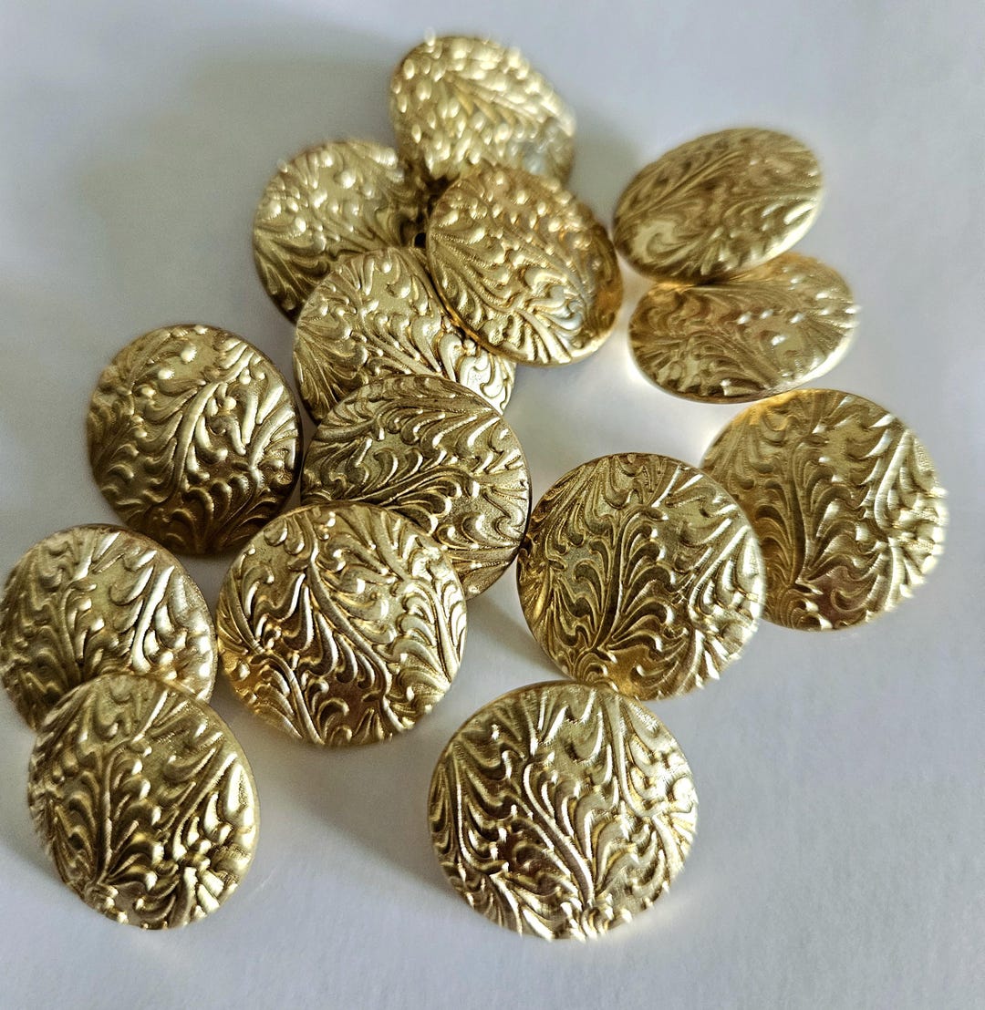 Vintage Gold Plated Jacket Buttons, Italian Metal Shank (7 Pcs, 15-22mm ...