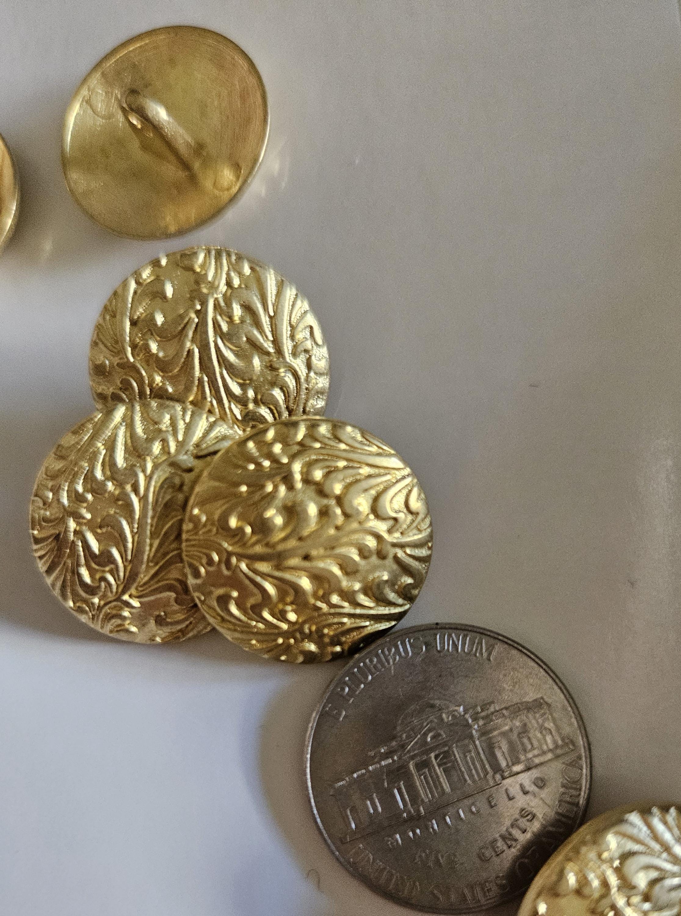 Vintage Gold Plated Jacket Buttons, Italian Metal Shank (7 Pcs, 15-22mm ...