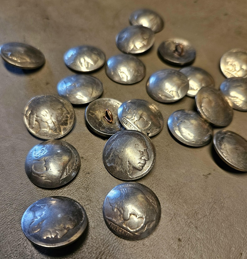American Vintage Buffalo Nickel Silver Buttons With Shank - Etsy