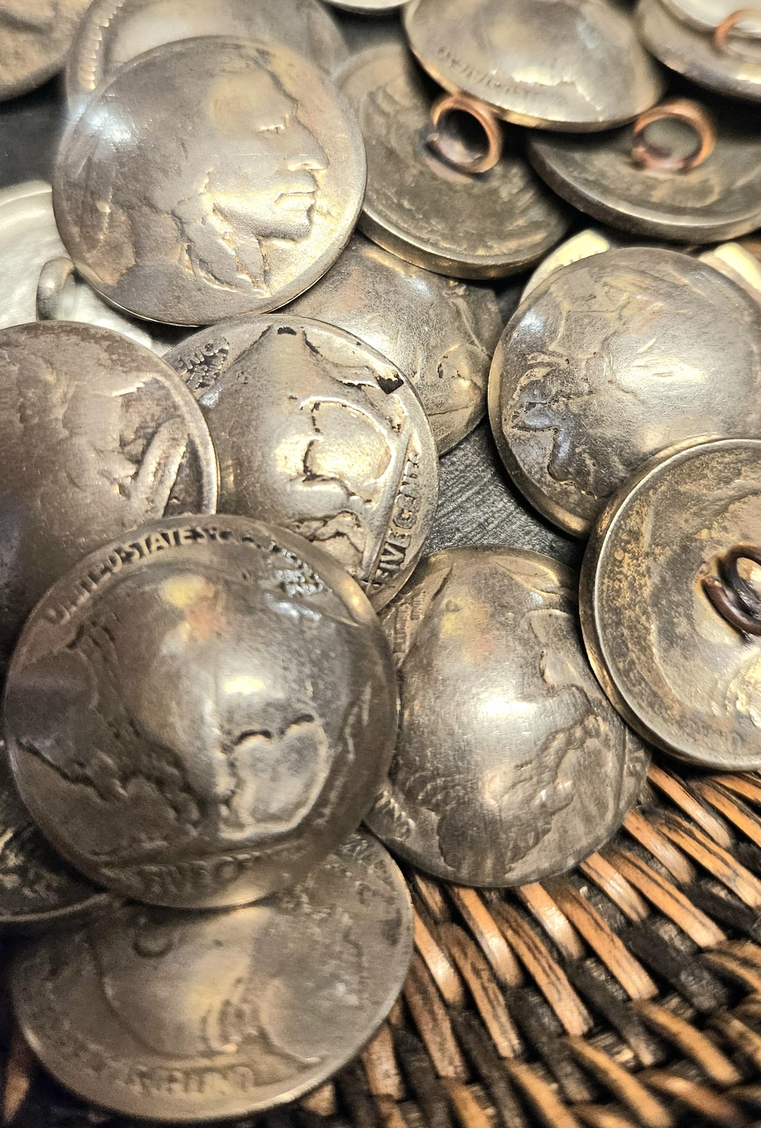Vintage / American Buffalo Nickel/shank Buttons/ Indian Head / Coin ...