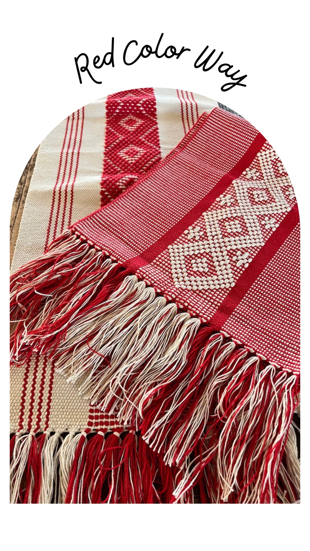 Table Runner - Red and Natural White - Color Range - One of a Kind ...