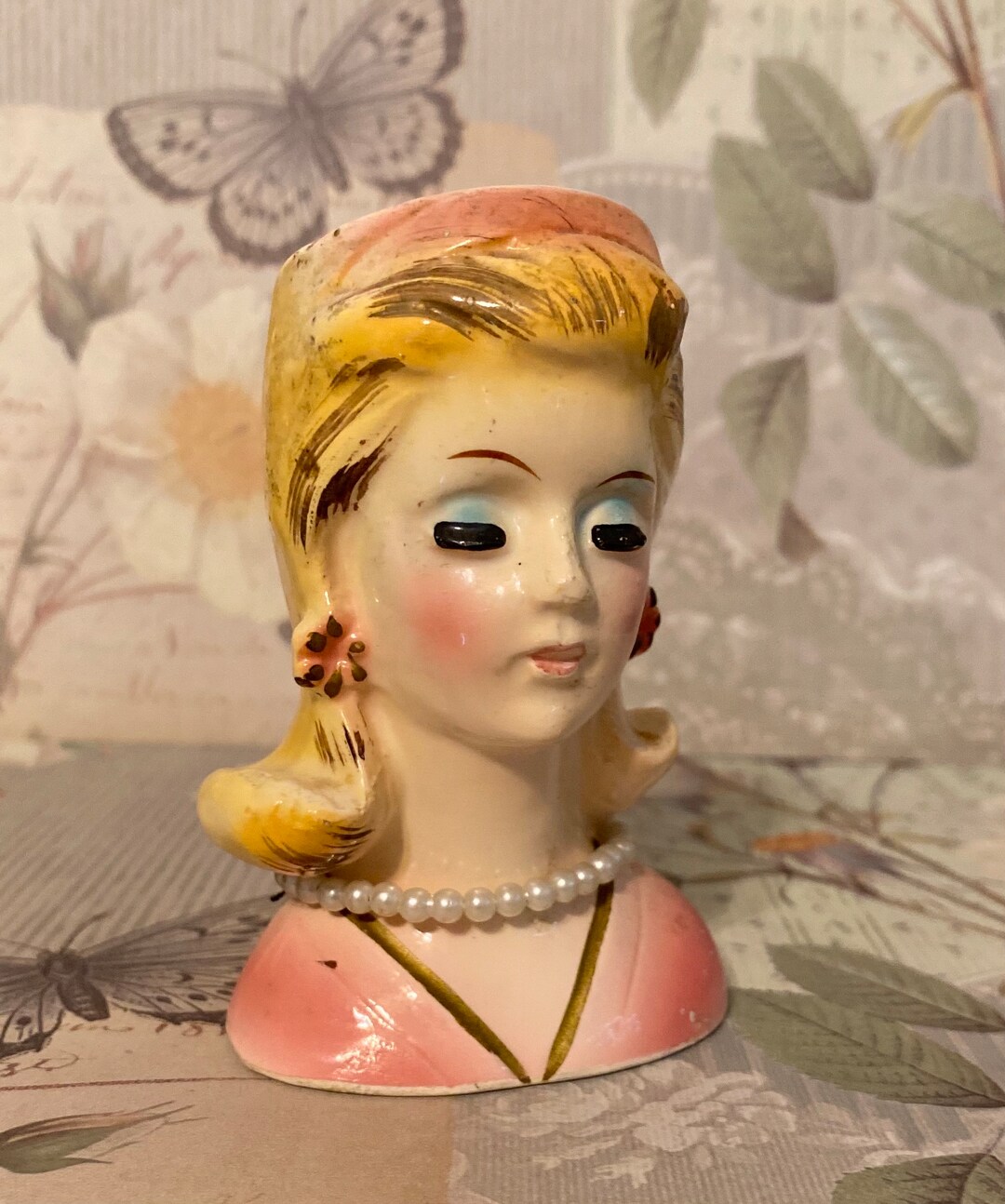 Vintage Ceramic Lady Head Vase Display - Etsy