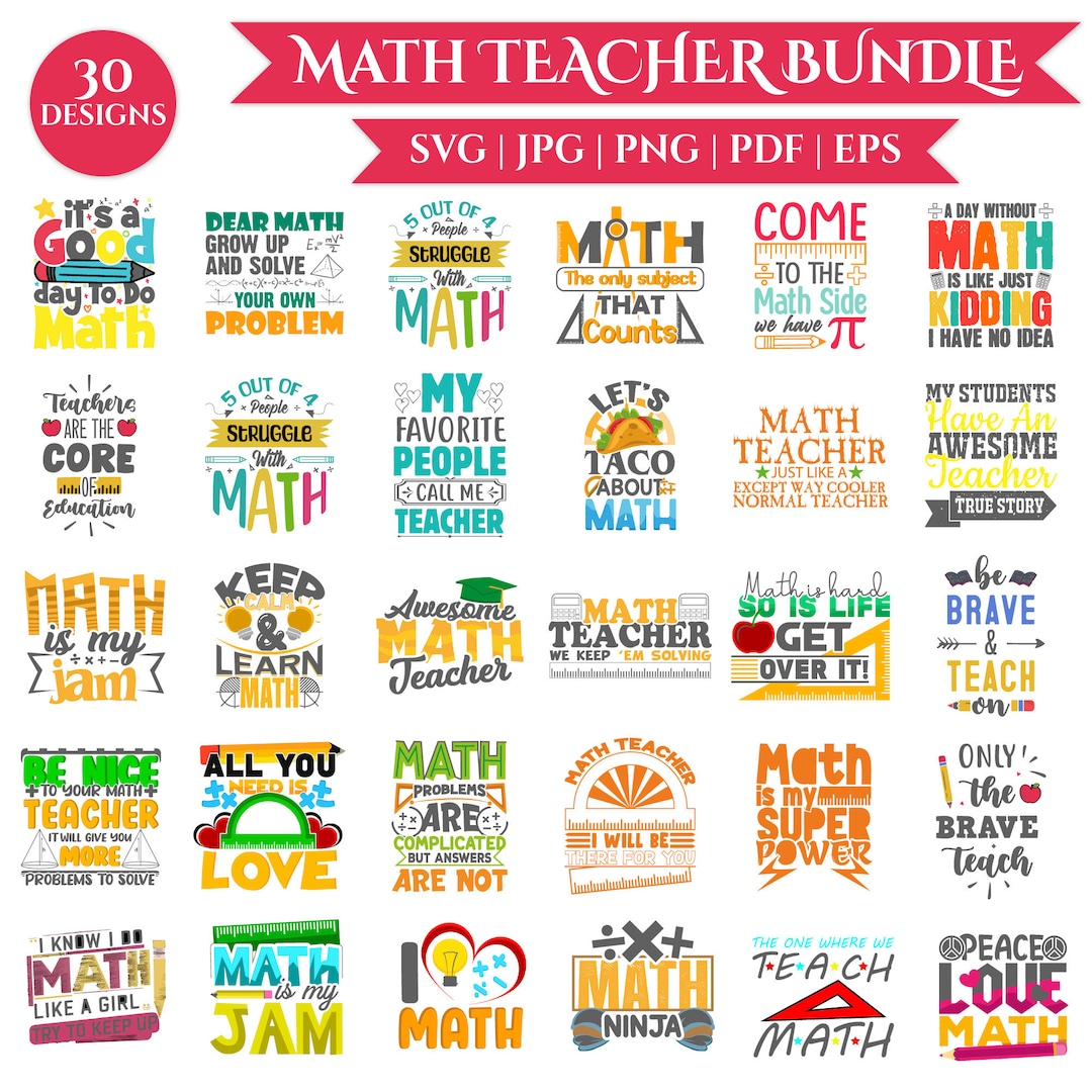 Cute Math Teacher SVG PNG Bundle, Math Teacher Shirt Svg,teacher Svg ...