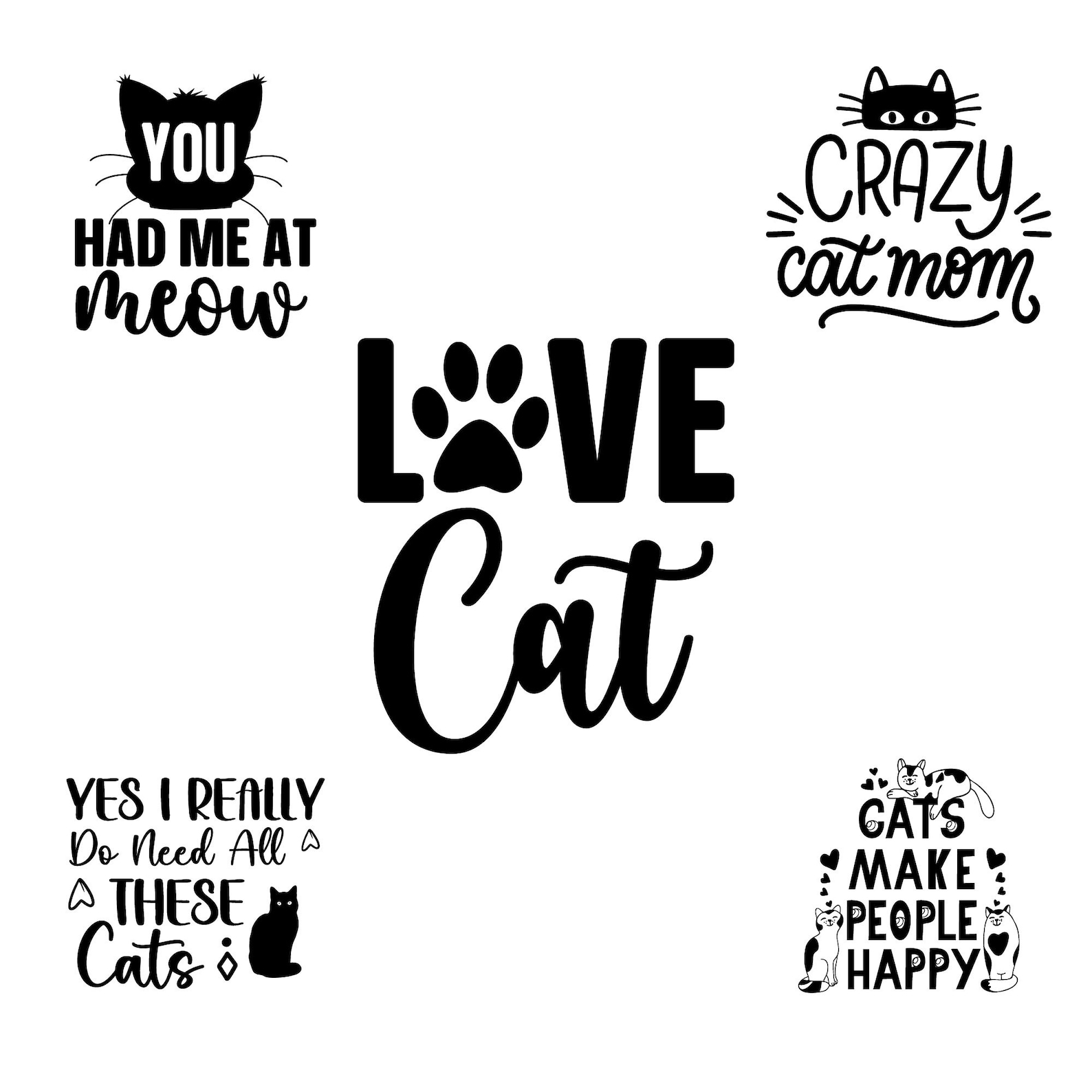 Cute Cat Quotes Svg Bundles, Funny Cat Svg Bundles,funny Cat Sayings ...