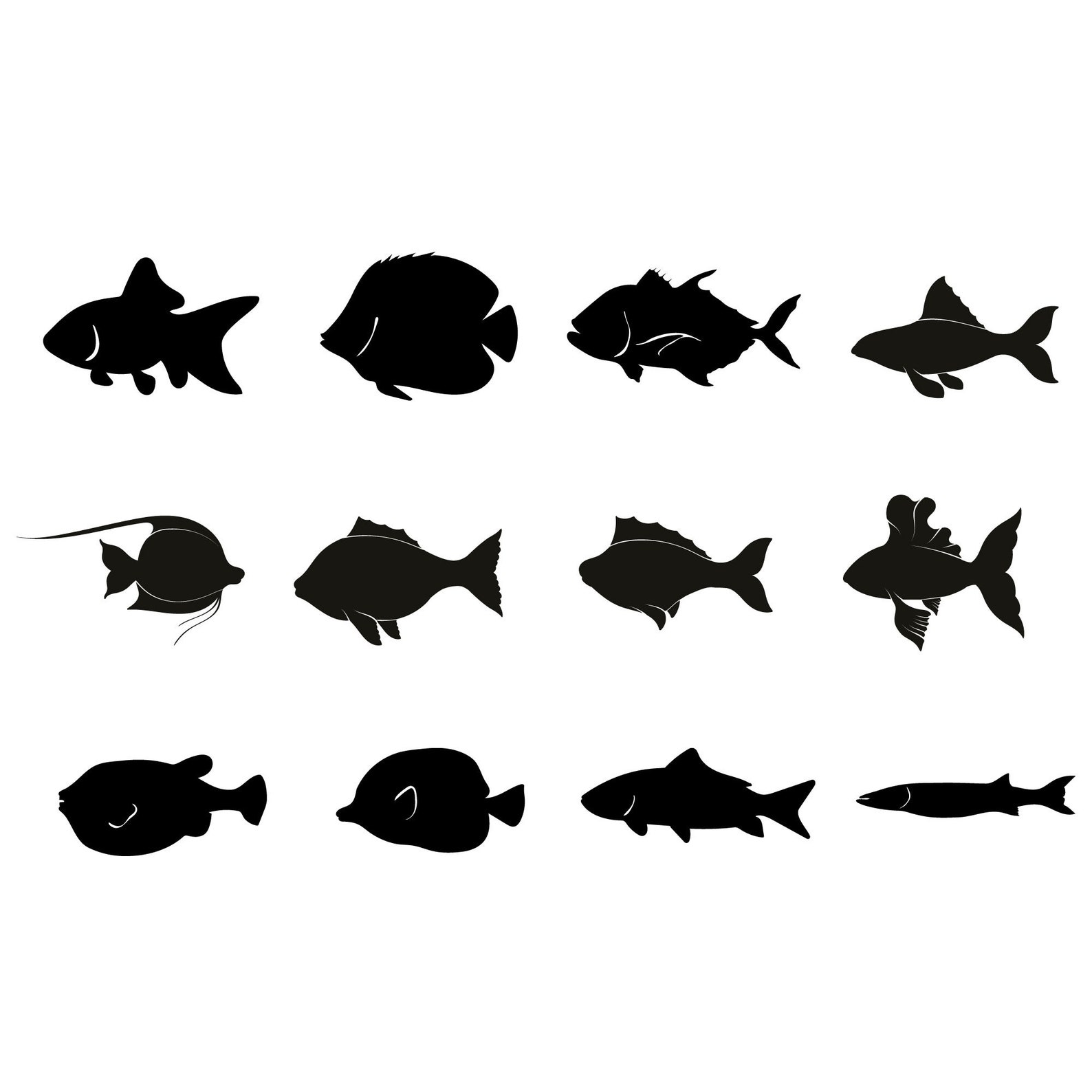 Poissons Svg, Lots PNG de poisson, Clipart poisson, Silhouette de ...