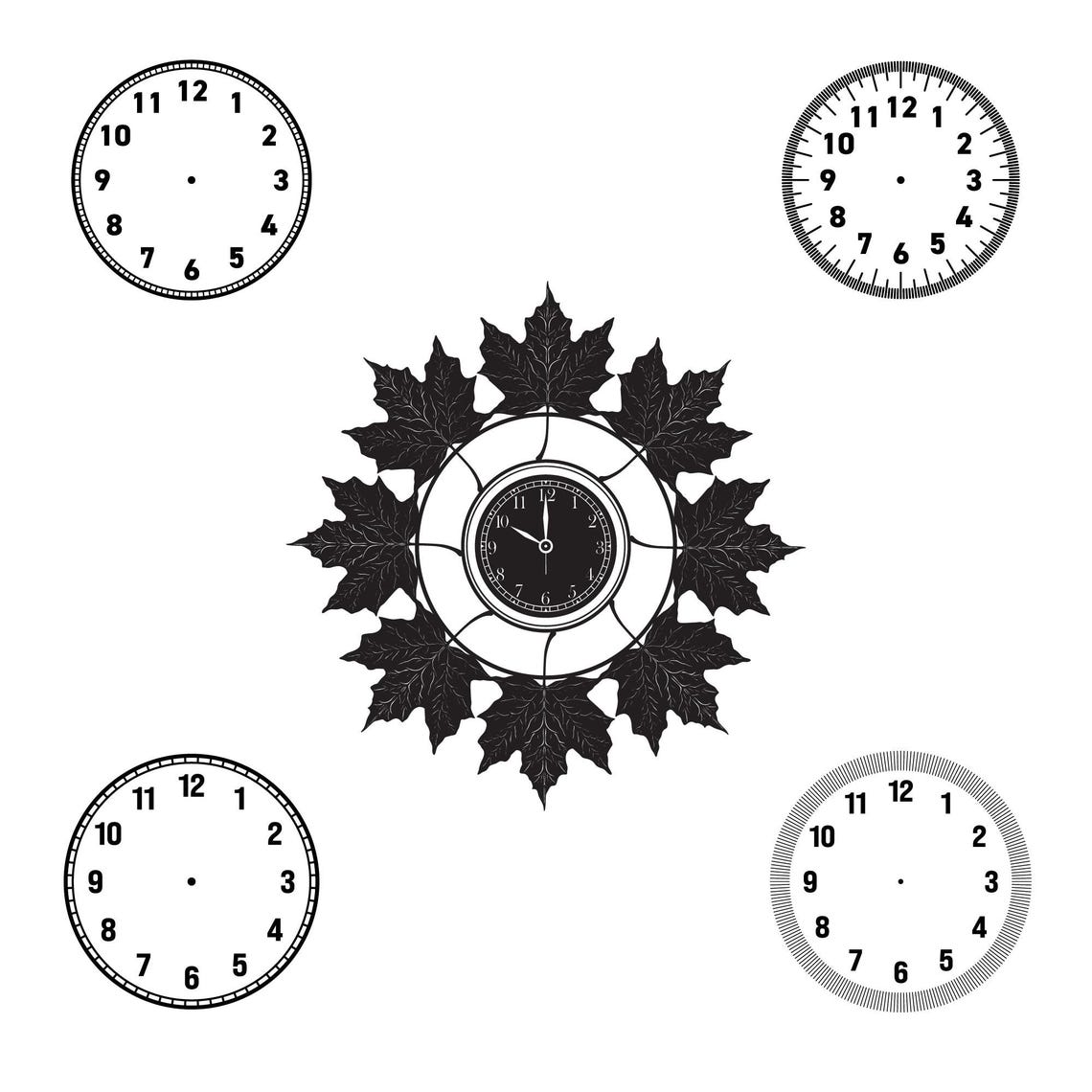 Wall Clock Face Svg Bundles, Clock PNG Files, Clock Face Clipart, Clock ...