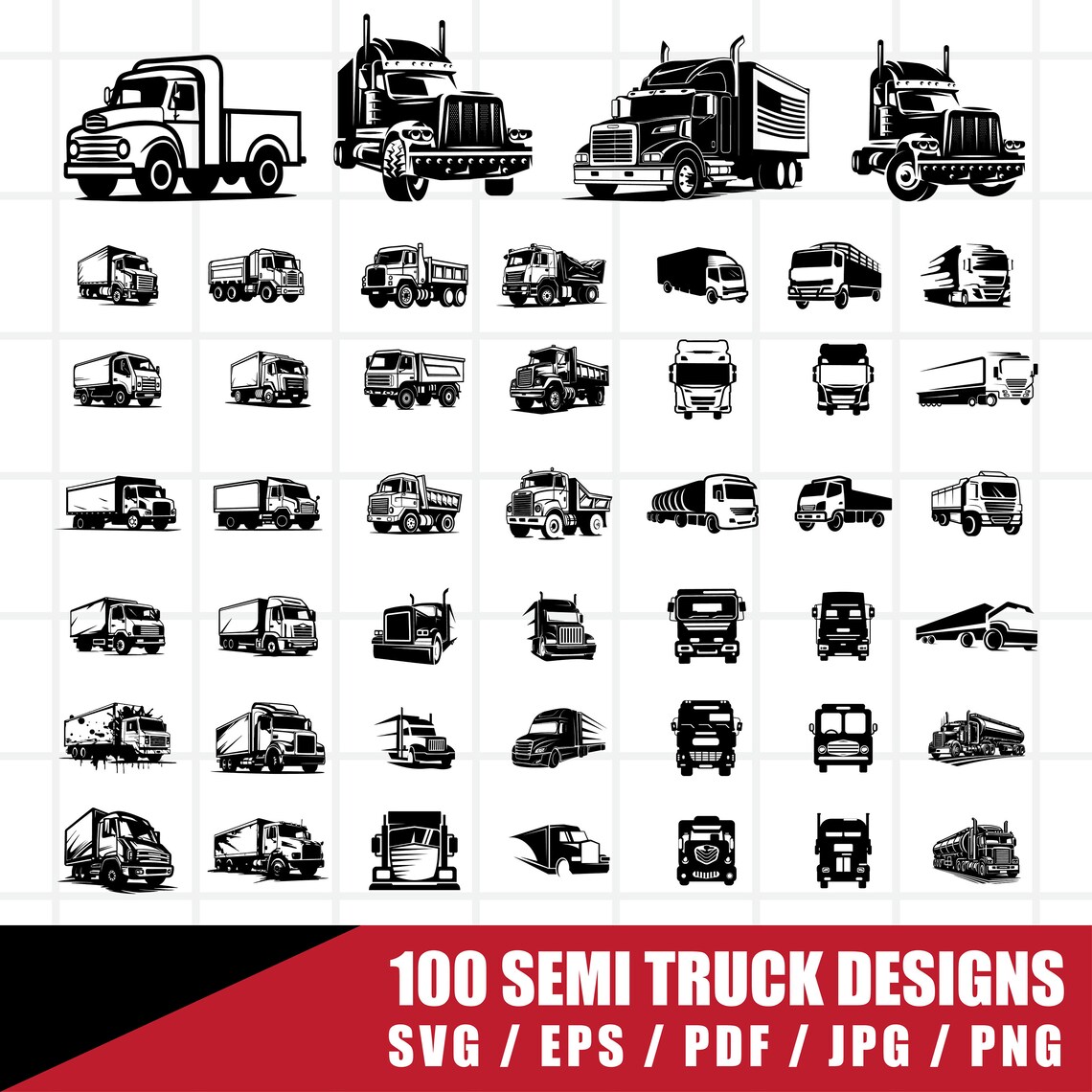 100 Semi Truck Svg Bundles, Semi Truck Clipart, Semi Truck PNG, Semi ...