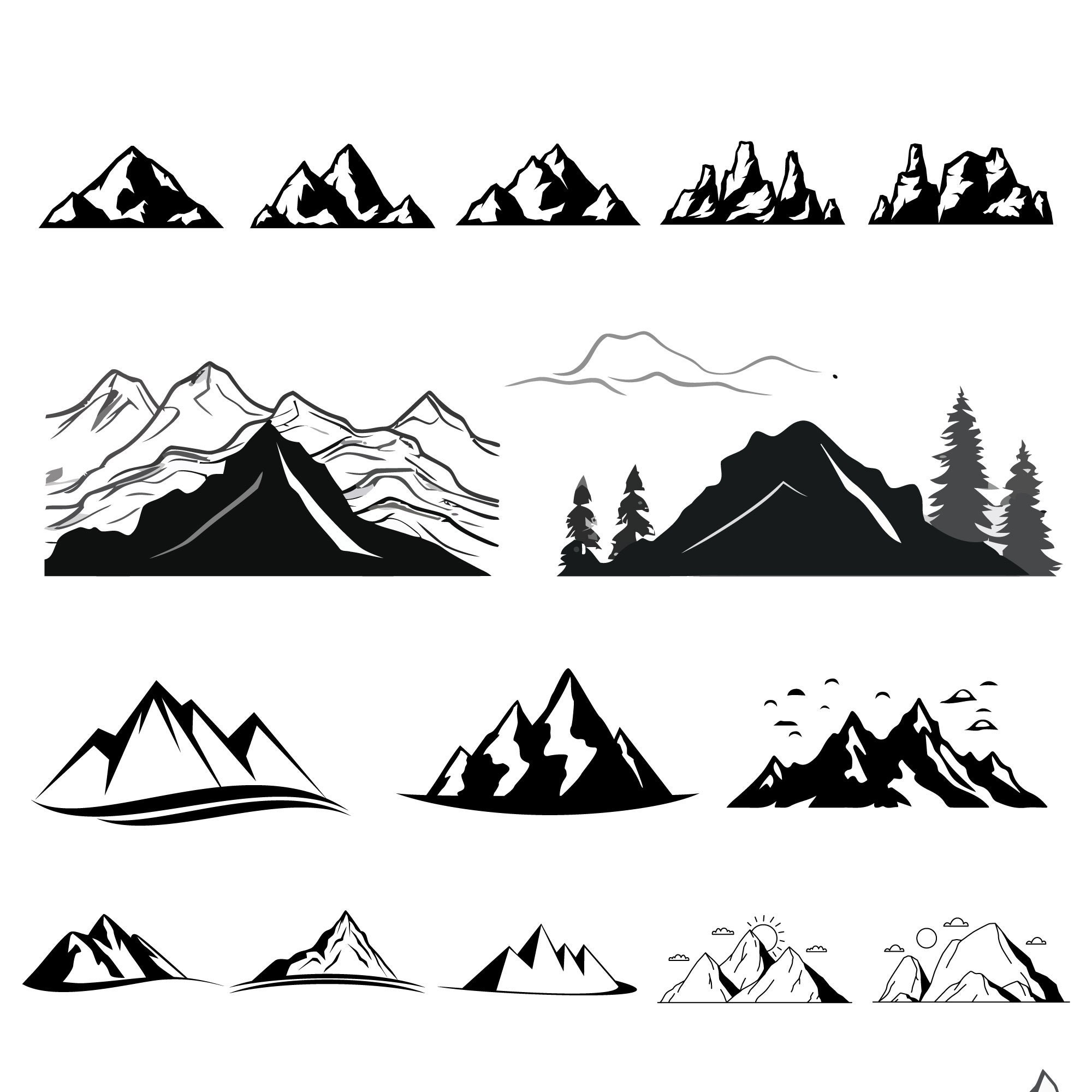 Mountain Svg Files, Mountain Clipart, Mountain Svg Bundles, Mountain ...