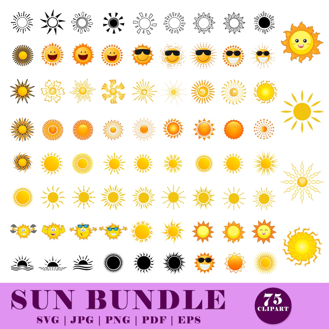 Cute Sun Svg Bundles, Sunrise Svg Bundles,bundles, Summer Sun Svg ...