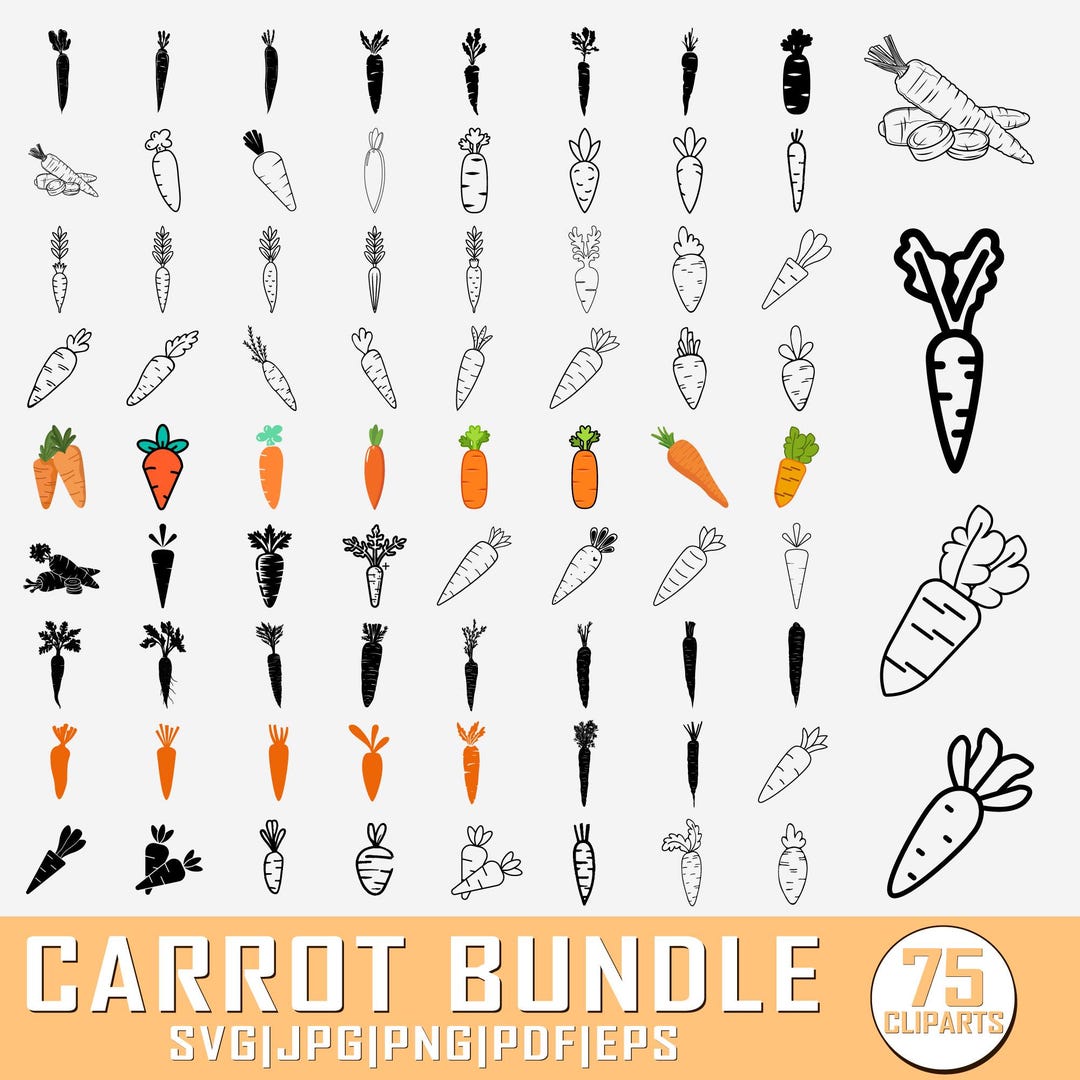 Carrot Svg Bundles, Carrot Clipart, Carrot PNG, Vegetable Svg, Cut ...