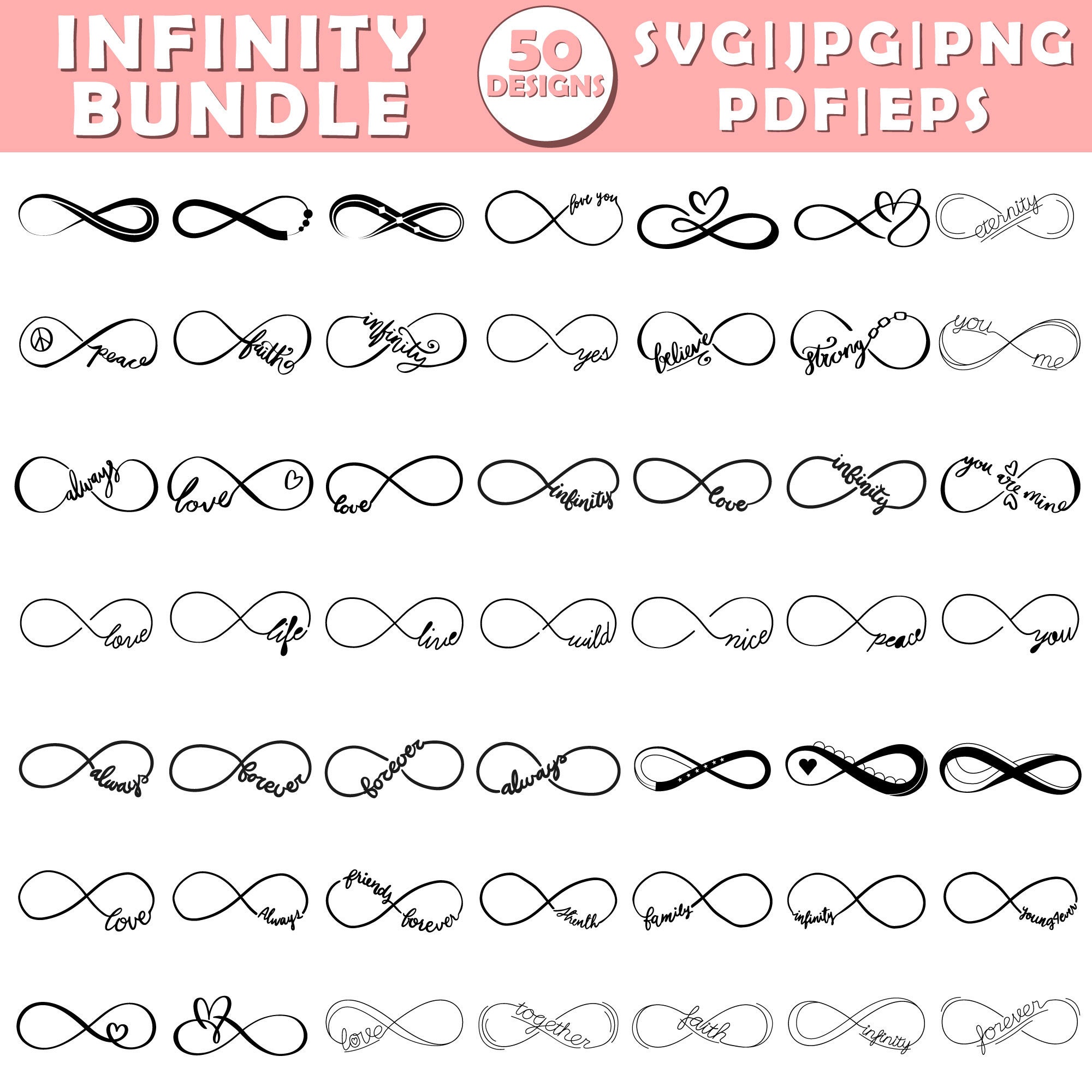 Infinity Symbol Svg Bundles, Infinity Silhouette, Infinity Cut Files ...