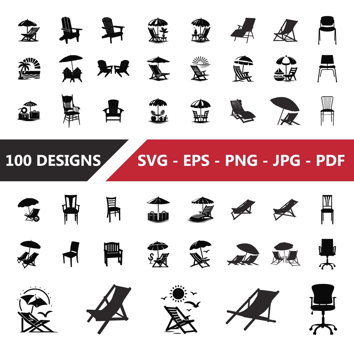 Office Chair Svg , Home Chair Clipart, Lounge Chair, Beach Chair ...