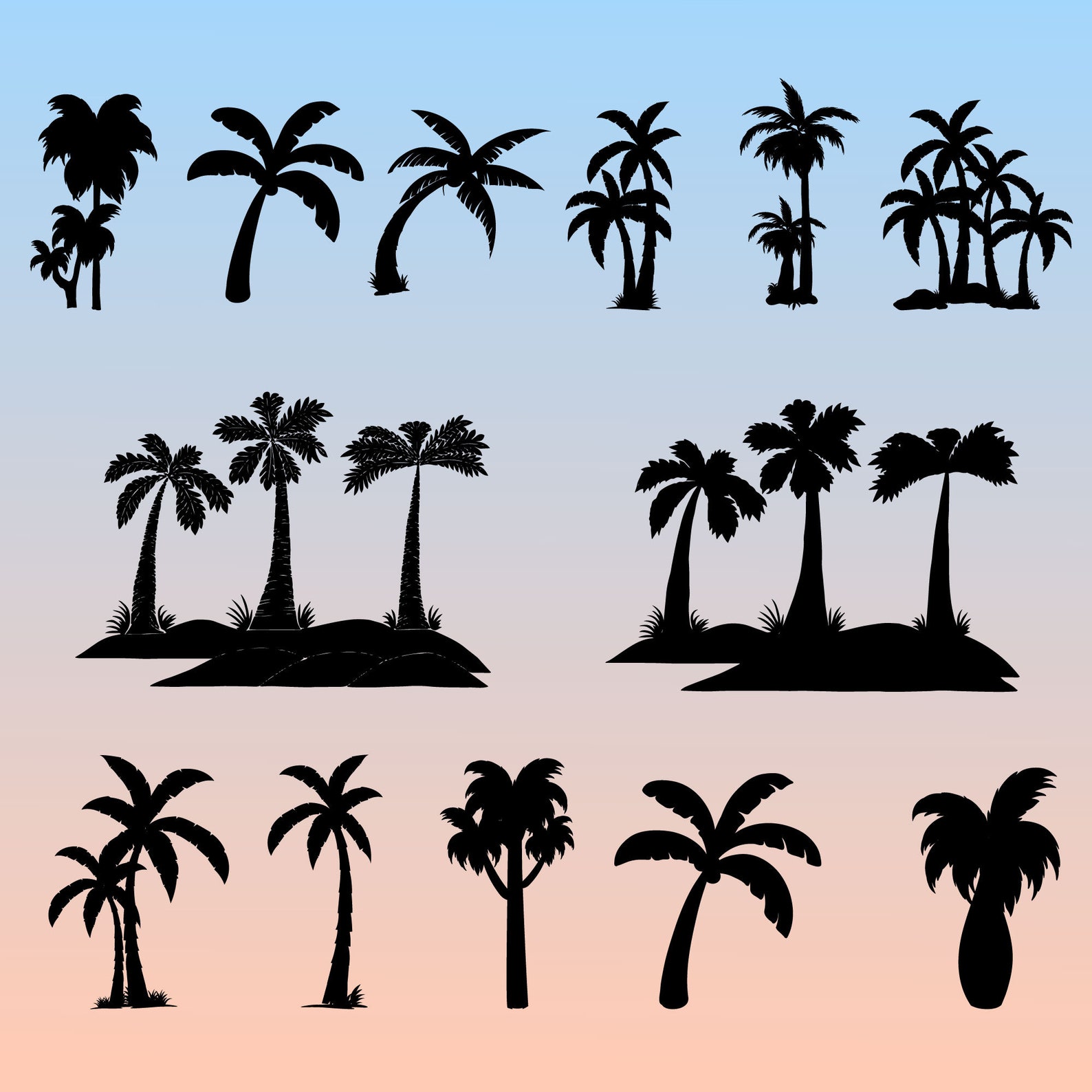Palm Tree Svg Bundle, Palm Tree Clipart, Palm Tree Circuit, Palm Trees ...