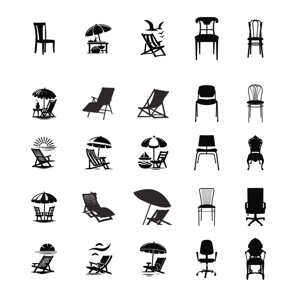 Office Chair Svg , Home Chair Clipart, Lounge Chair, Beach Chair ...