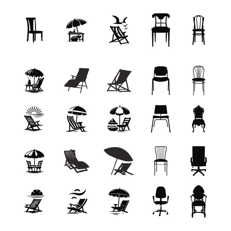 Office Chair Svg , Home Chair Clipart, Lounge Chair, Beach Chair ...