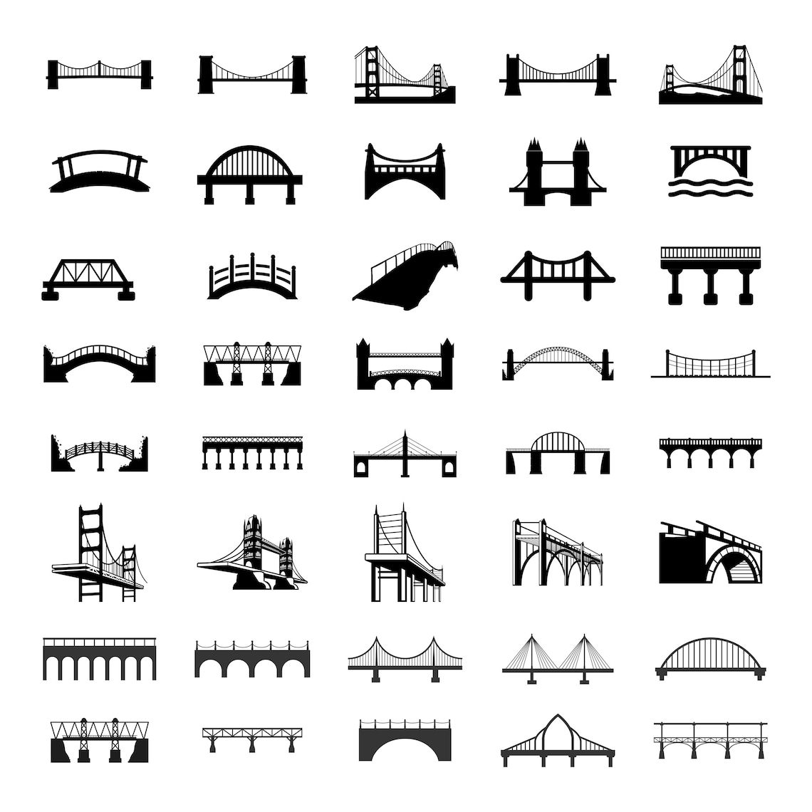 Long Bridges Svg Bundles, Bridges Svg Design, Bridges Clipart, Bridges ...